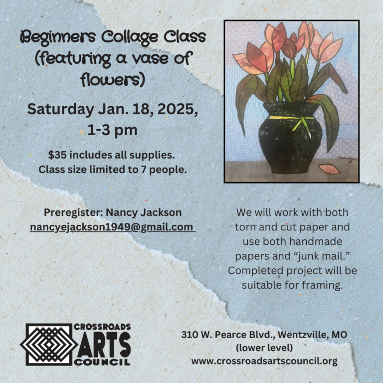 Beginners Collage Class (featuring a vase of flowers) - Crossroads Arts ...